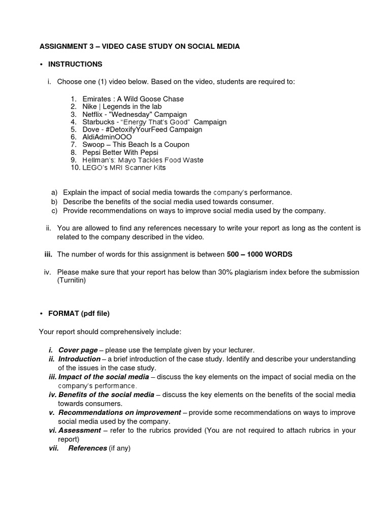 MKT558 - Assignment 3 - Video Case Study On Social Media - New | Download Free PDF | Grammar ...