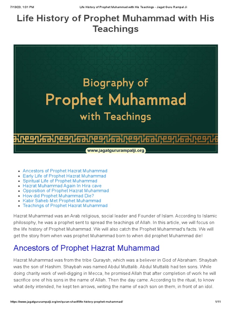 Life History of Prophet Muhammad With His Teachings - Jagat Guru Rampal ...