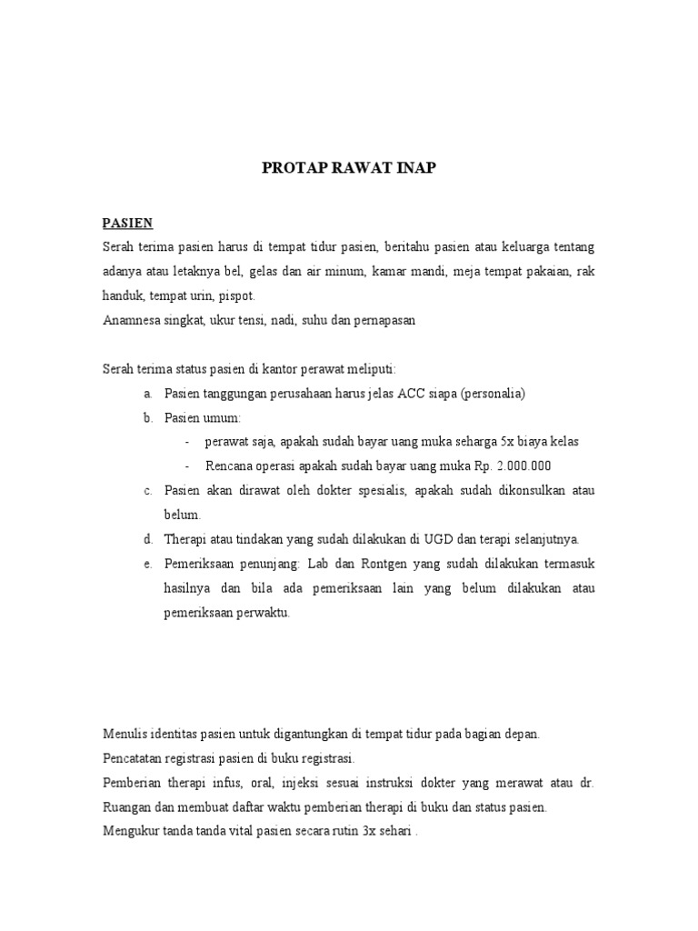Protap Rawat Inap | PDF | Sains & Matematika