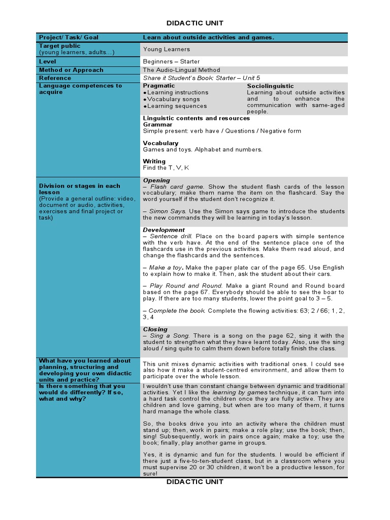 Template - Chart For Analysis of Didactic Units | PDF | Flashcard ...