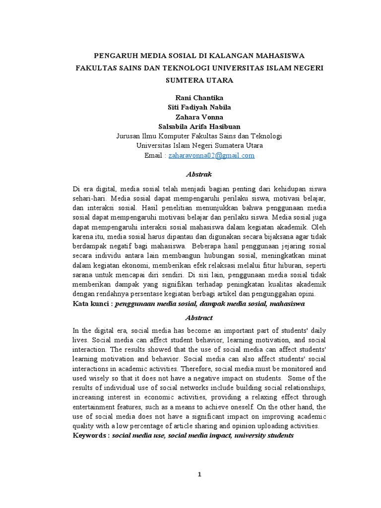 Media Sosial dan Mahasiswa UIN | PDF