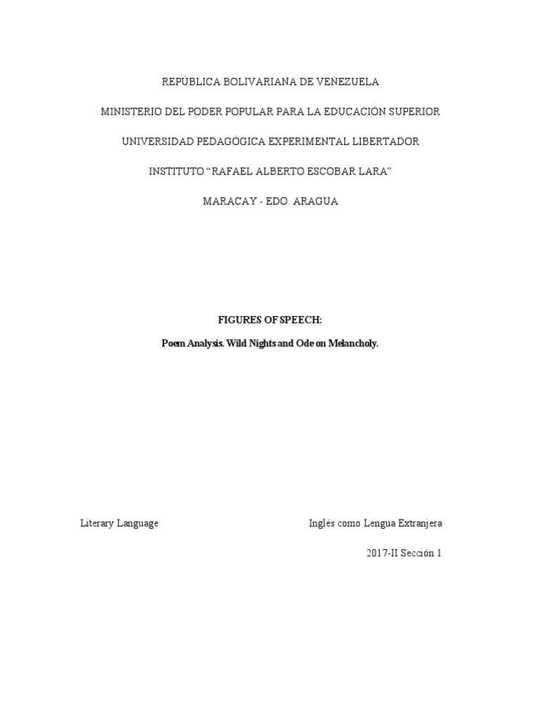 Wild Nights and Ode On Melancholy - Figures of Speech | PDF
