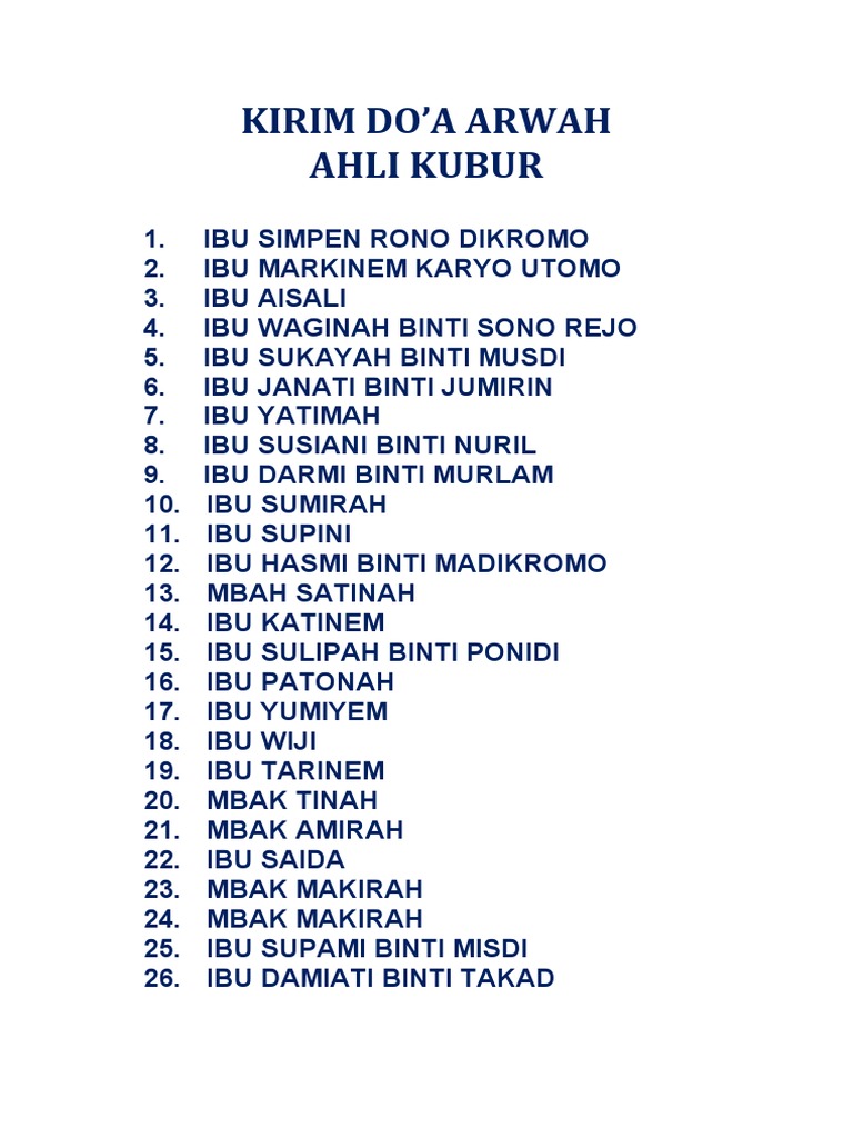 Nama Nama Arwah | PDF