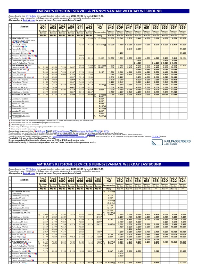 Timetables Keystone Service 20230106 External | Download Free PDF | Long Island Rail Road ...