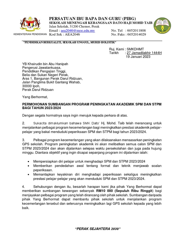Surat Mohon Sumbangan YB | PDF