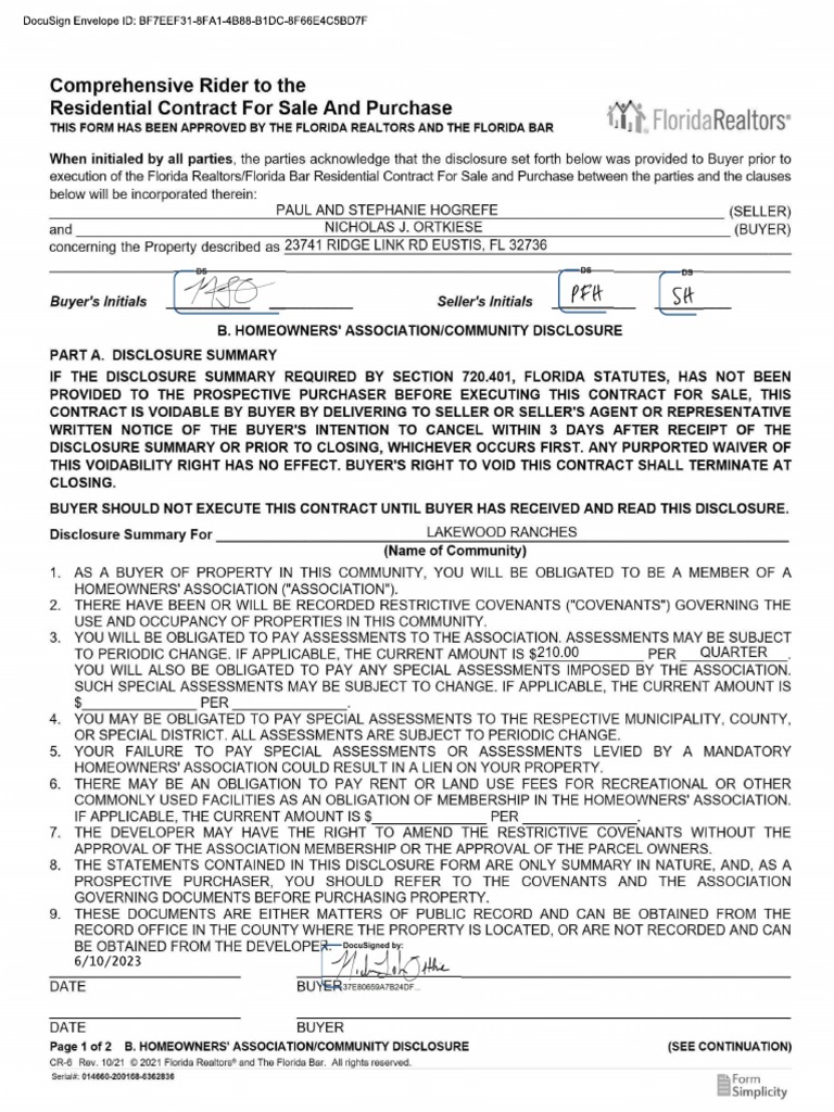 HOA Disclosure | PDF