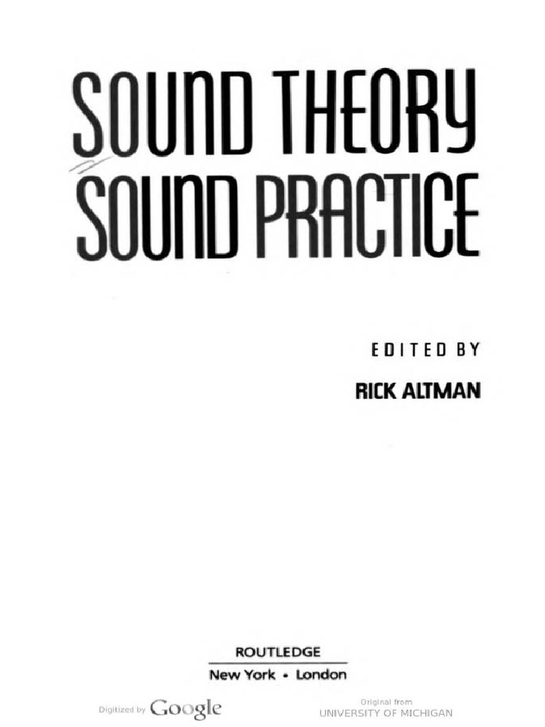 (Audio) Rick Altman - Sound Theory, Sound Practice (1992, Routledge ...