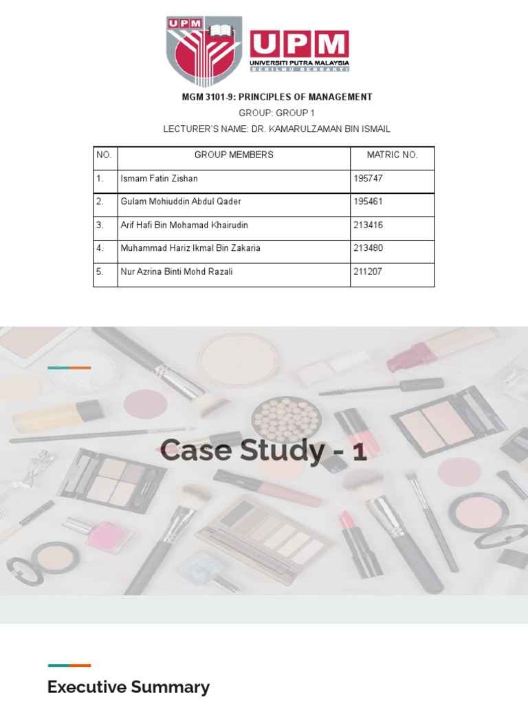 MGM 3101-9: Principles of Management: Group: Group 1 Lecturer'S Name ...
