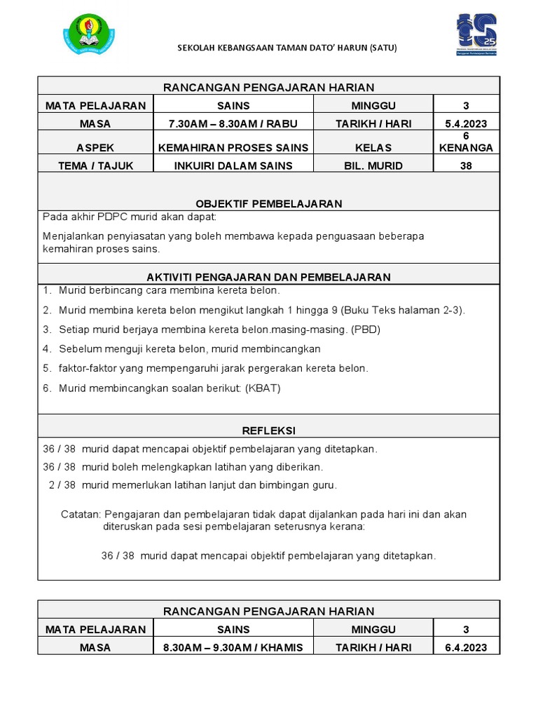 RPH M3 3023 Tahun 6 | PDF