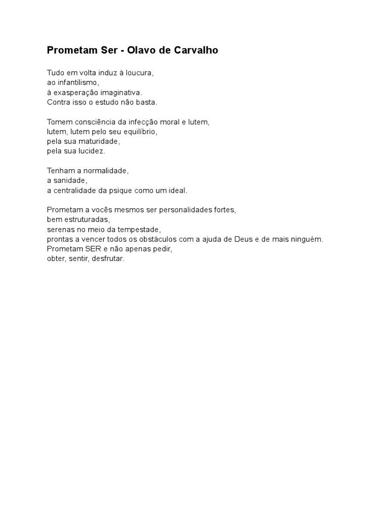 Prometam Ser - Olavo de Carvalho | PDF Prometam Ser - Olavo de Carvalho | PDF