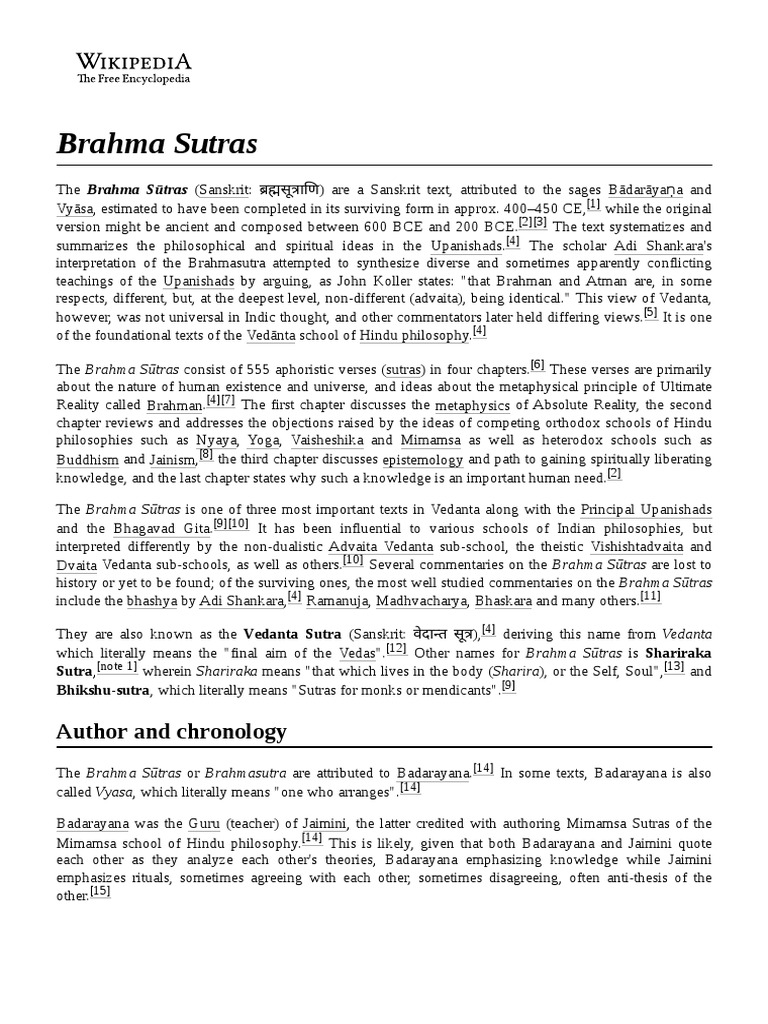 Brahma Sutras | PDF