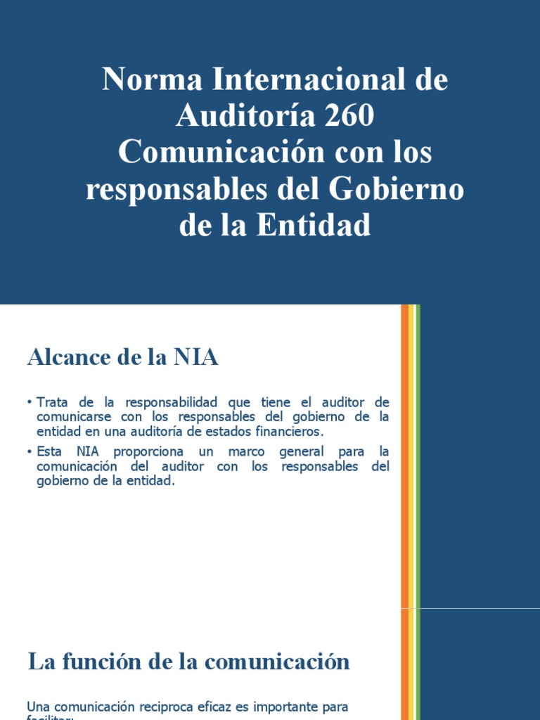 Presentacion Nia 260 | PDF | Auditoría | Contralor