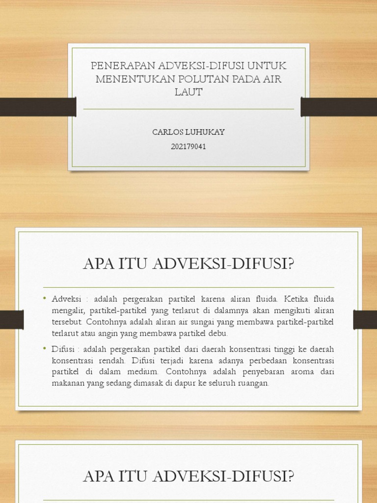 Penerapan Adveksi-Difusi Untuk Menentukan Polutan Pada Air Laut ...