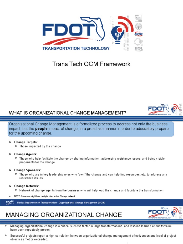 Florida Department of Transportation Trans Tech Ocm Framework | PDF ...