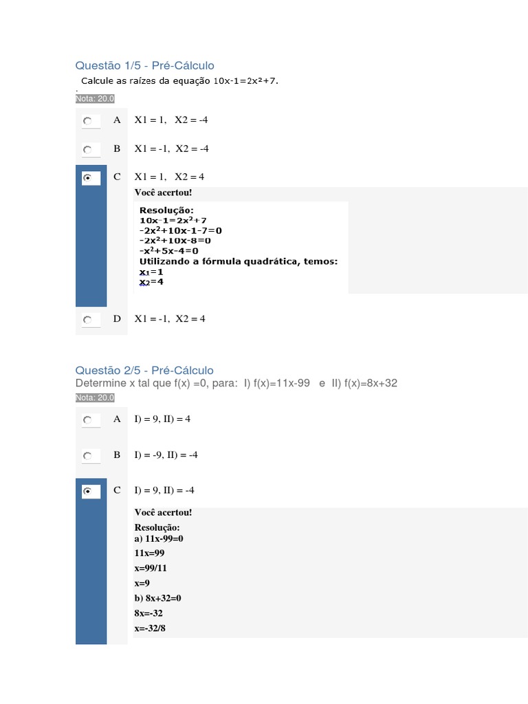 Apol 2 Pre Calculo - Uninter | PDF