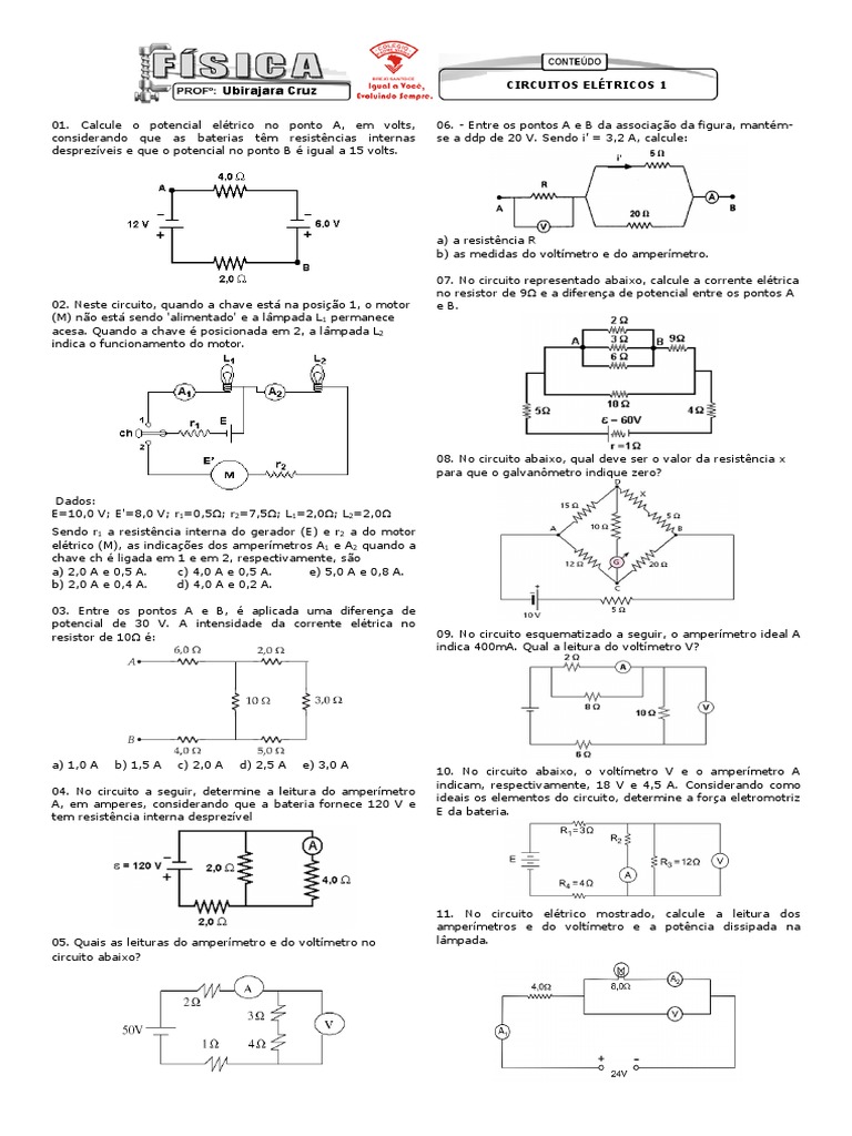 Circuitos Eletricos 1 | PDF | Rede elétrica | Resistência elétrica e condutividade
