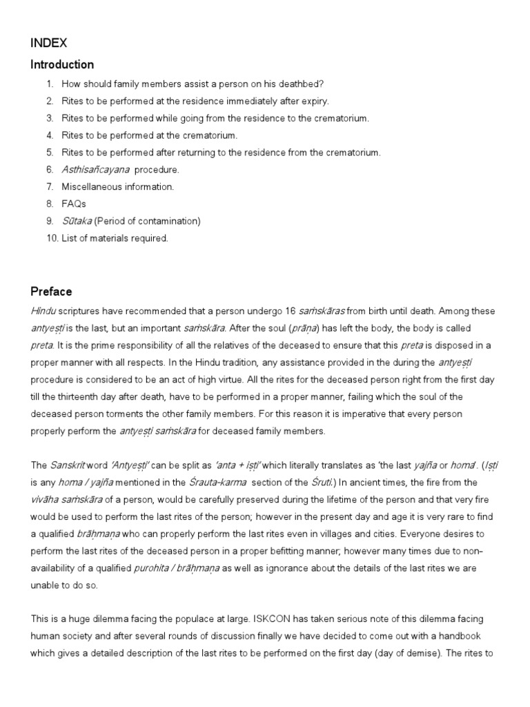 Antyeṣṭi Saṁskāra: Last Rites Guide | PDF | Cremation
