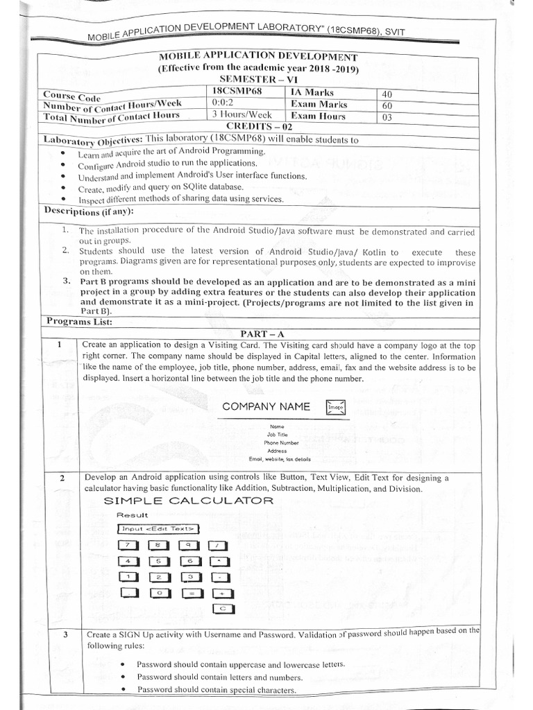 MAD Lab Manual | PDF