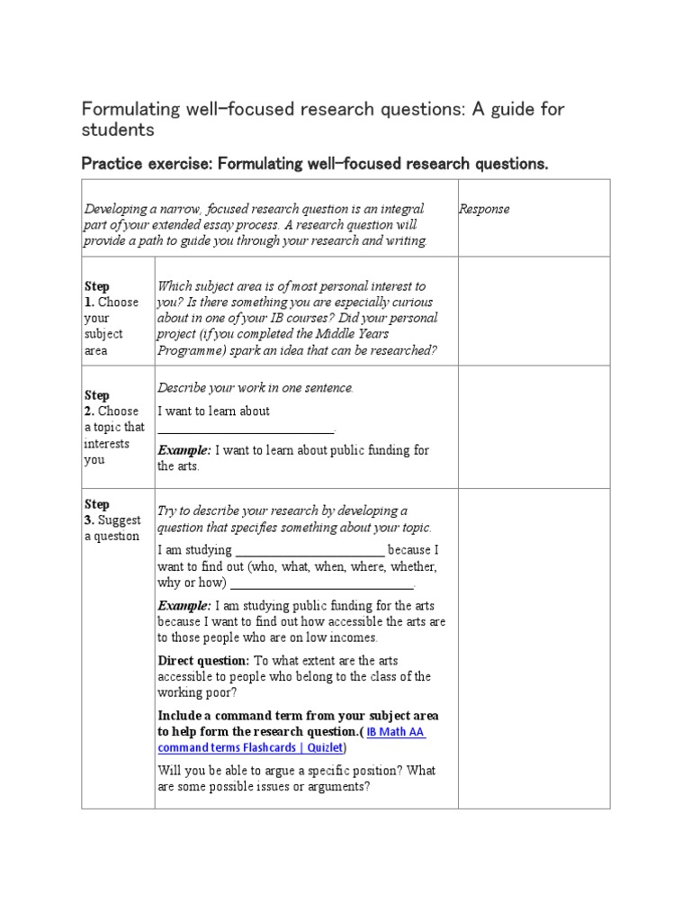 Formulating Well-Focused Research Questions-A Guide For Students | PDF
