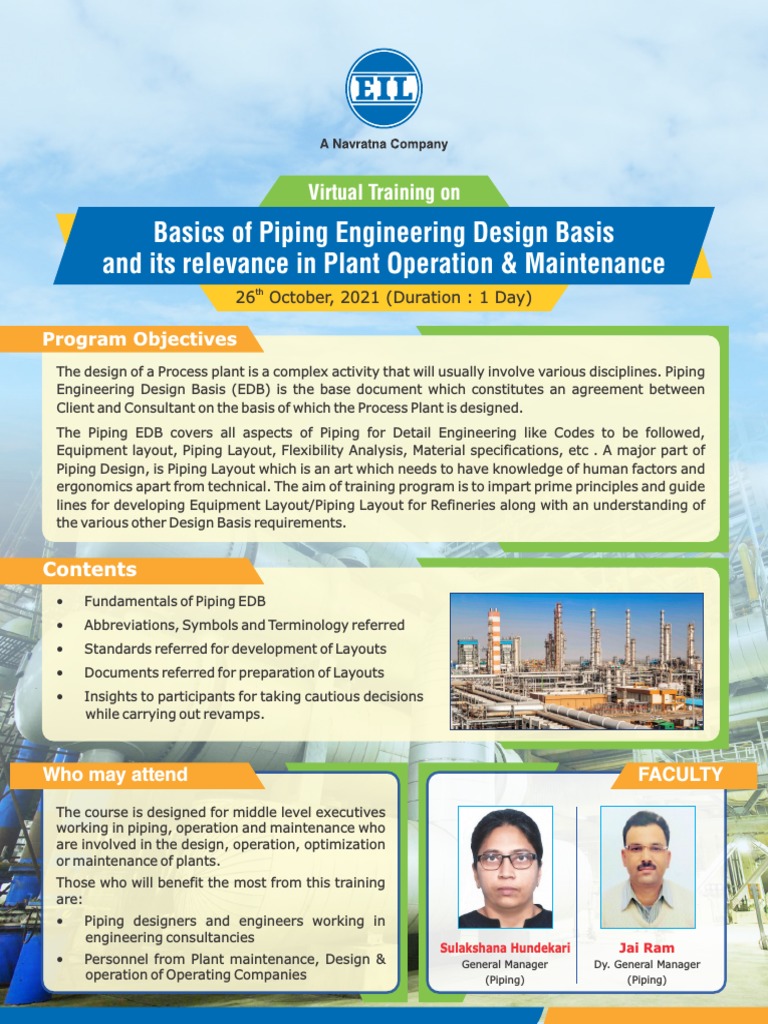 Brochure Basics of Piping Engineering Design | PDF | Engineering | Engineering Design Process