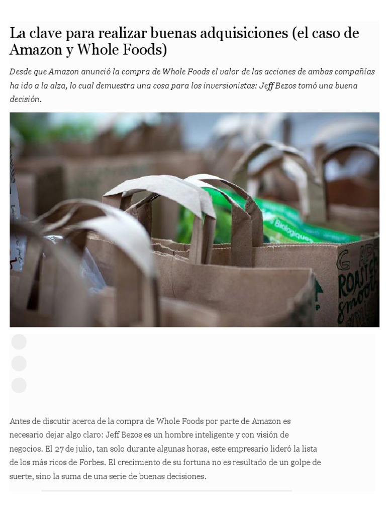 Amazon y Whole Foods: Estrategia de Éxito | PDF | Economias