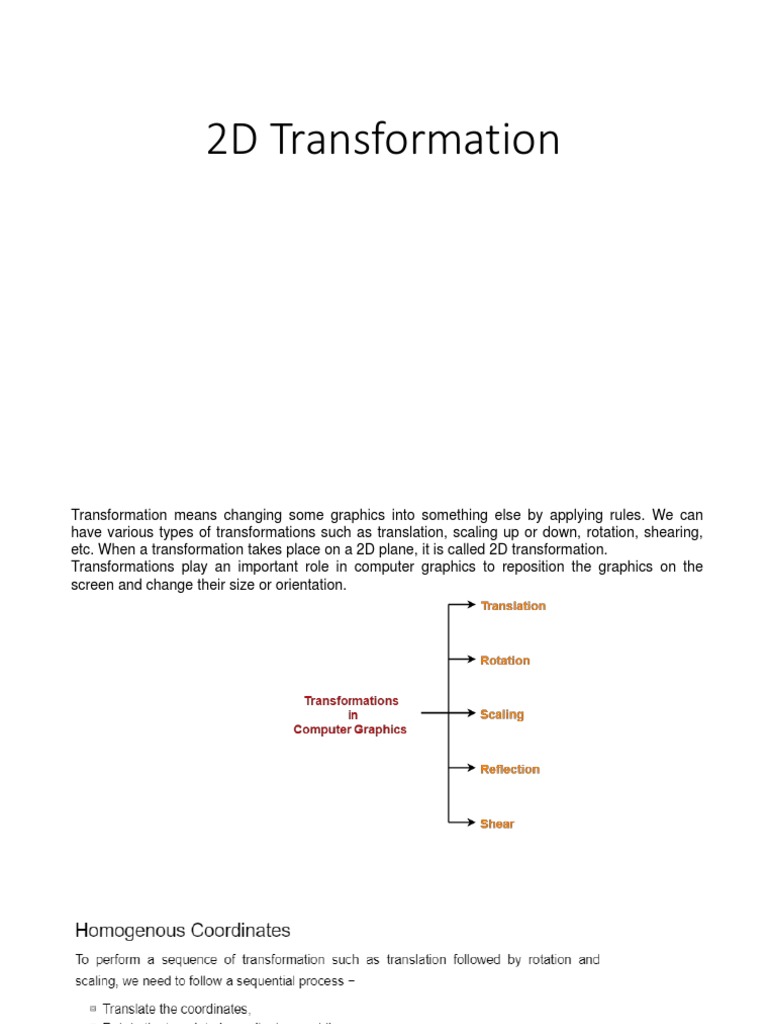 Unit-3 2D Transformation | PDF | 2 D Computer Graphics | Cartesian ...
