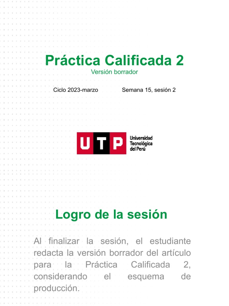 S15. s2 - Práctica Calificada 2 (PC2)_versión borrador | PDF