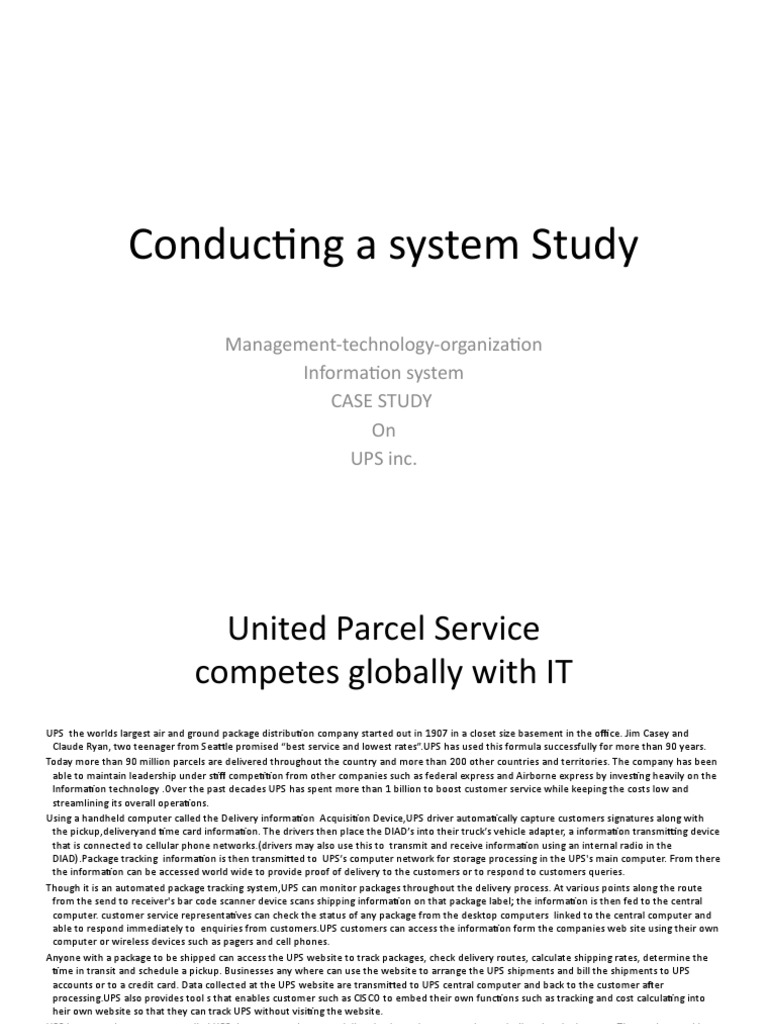 Conducting A System Study | PDF | United Parcel Service | Information