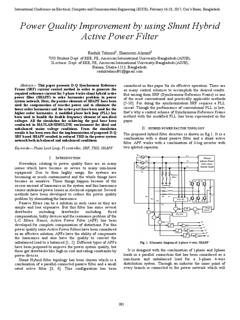Power Quality Improvement by Using Shunt Hybrid Active Power Filter ... Power Quality Improvement by Using Shunt Hybrid Active Power Filter ...