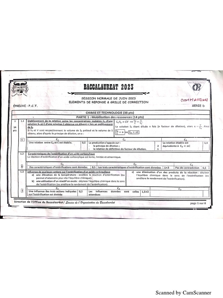 Grille PCT Bac 2023 SN | PDF