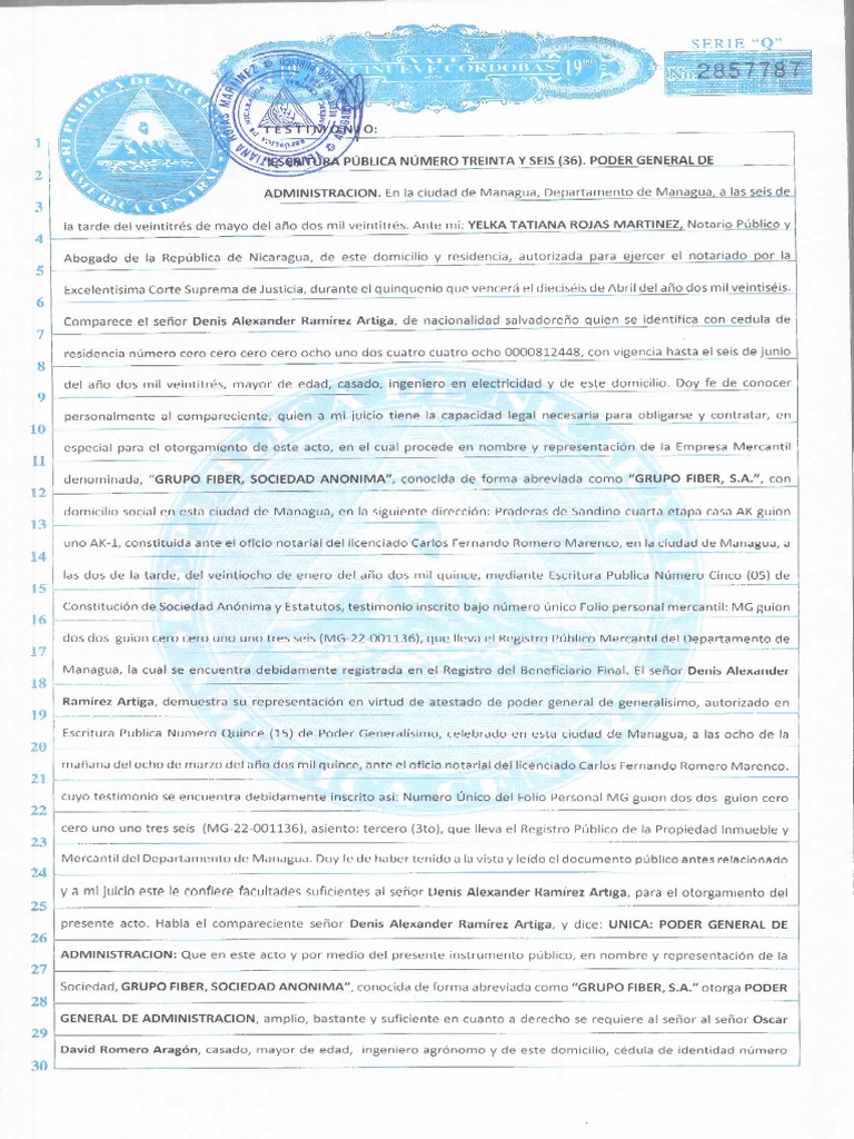 Poder General de Administracion Fiber001 | PDF