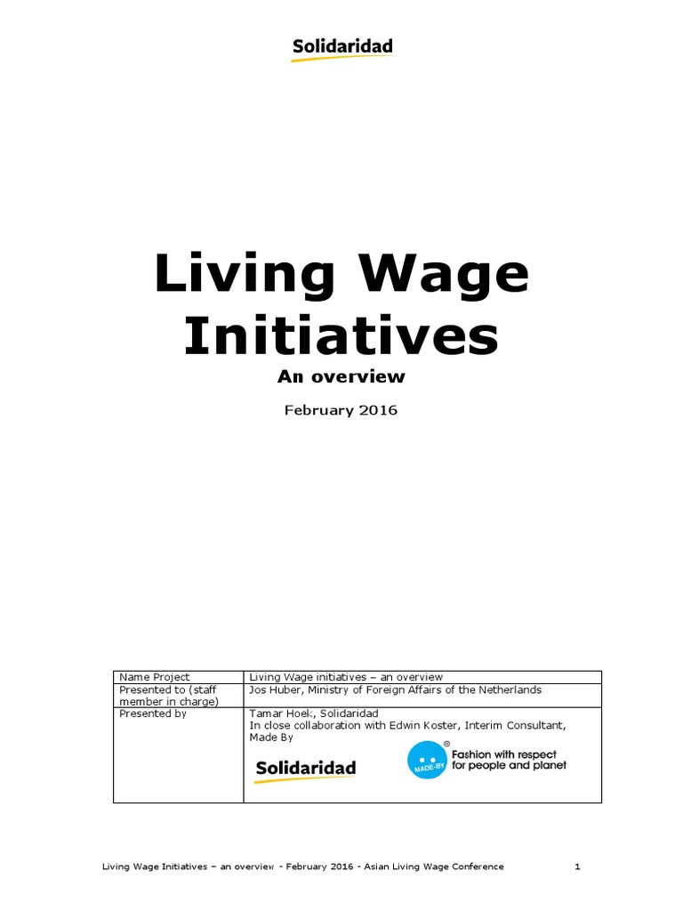 Solidaridad - Living Wage Initiatives - An Overview | PDF | Cost Of Living | Living Wage