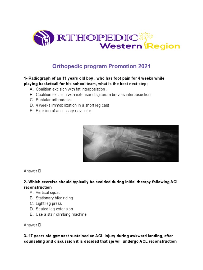Promotion Exam 2021 | PDF | Knee | Elbow