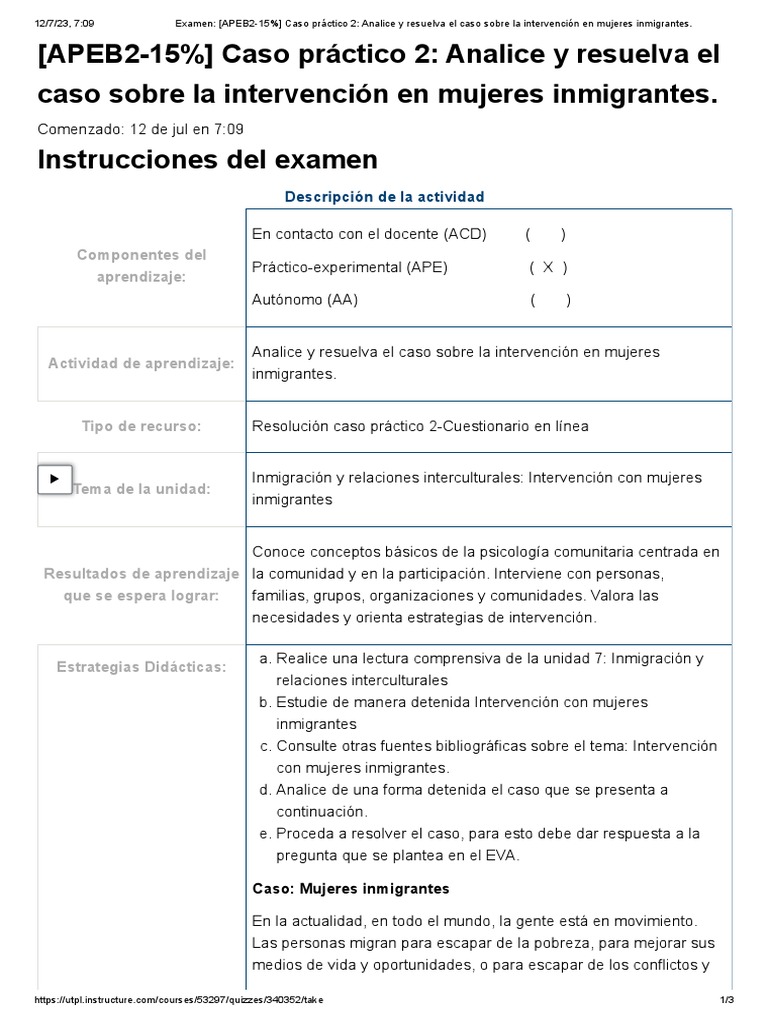 Examen - (APEB2-15%) Caso Práctico 2 - Analice y Resuelva El Caso Sobre La Intervención en ...