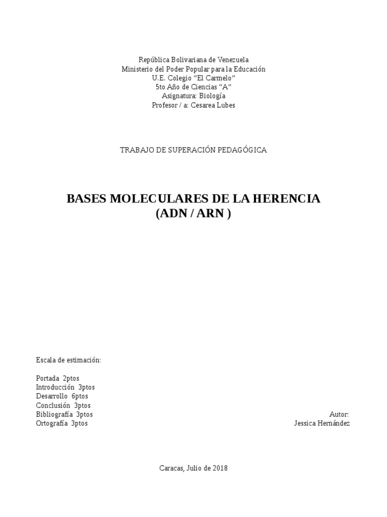 Bases Moleculares de La Herencia | PDF | Adn | Ácidos nucleicos