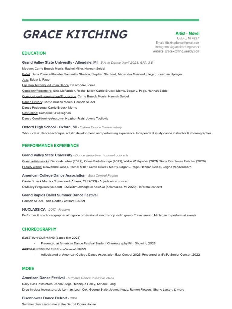 Dance Resume 2023 | PDF | Foreign Language Studies | Art