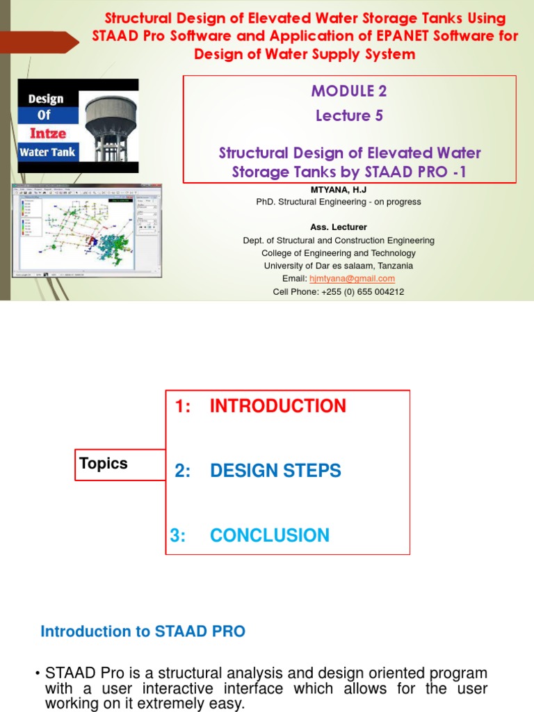 Design of Elevated Intz Tank-Staad Pro-1-1 | PDF | Length | Beam ...