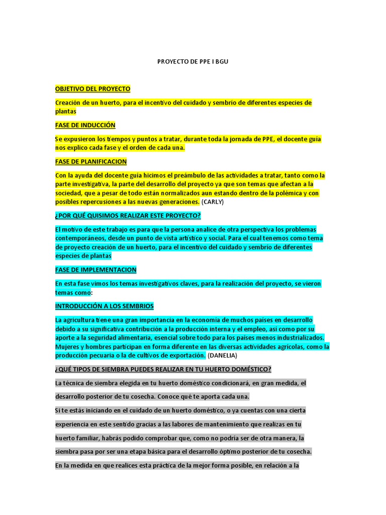 Proyecto de Ppe I Bgu - Exposicion | PDF | Huerta | Agricultura