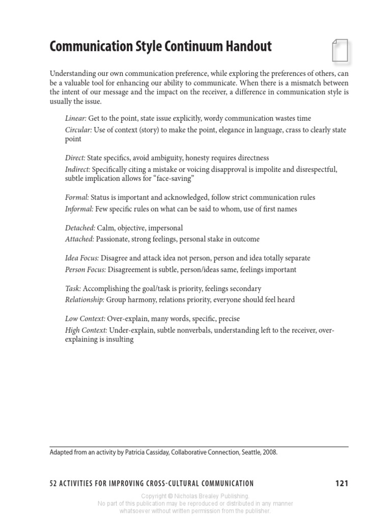 Communication Style Continuum. | PDF