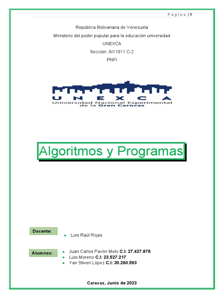 Trabajo de Algoritmo y Programas | Descargar gratis PDF | Algoritmos | Lenguaje de programación