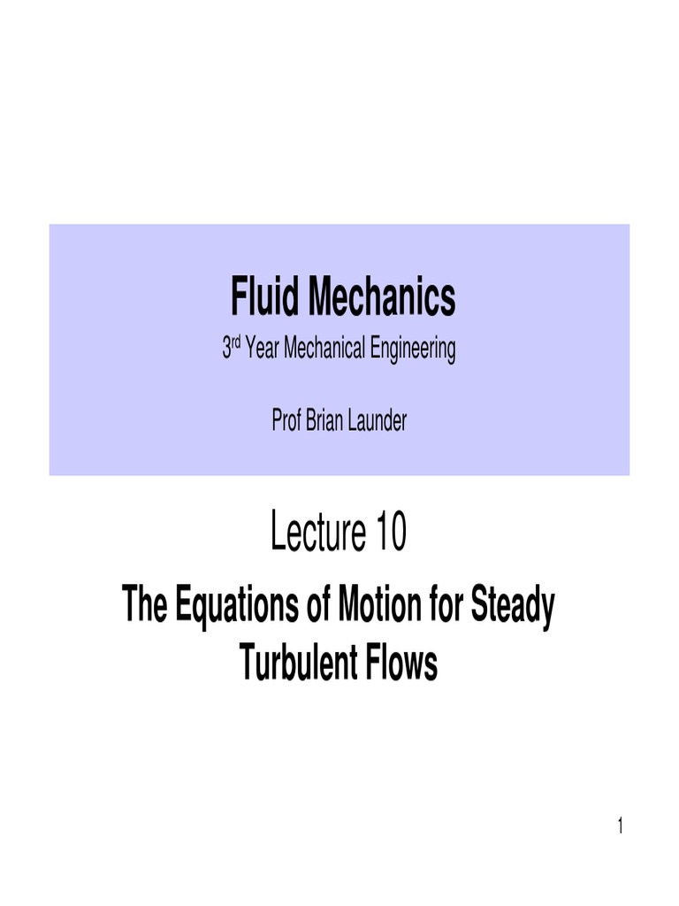 Fluid Mechanics BEL L5 | PDF | Turbulence | Fluid Dynamics