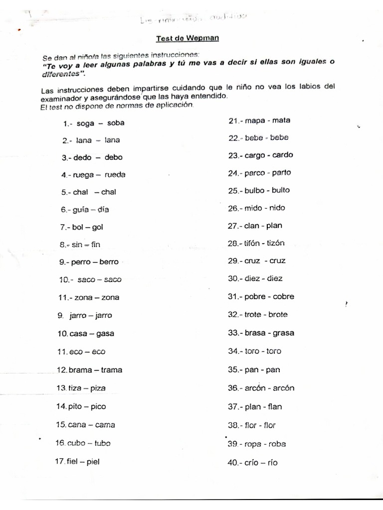 Test de Wepman | PDF