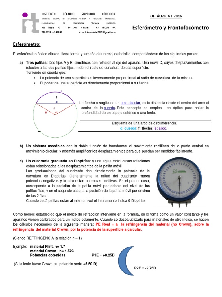 Esferómetro Frontofocómetro - copia | PDF | Telescopio | Óptica