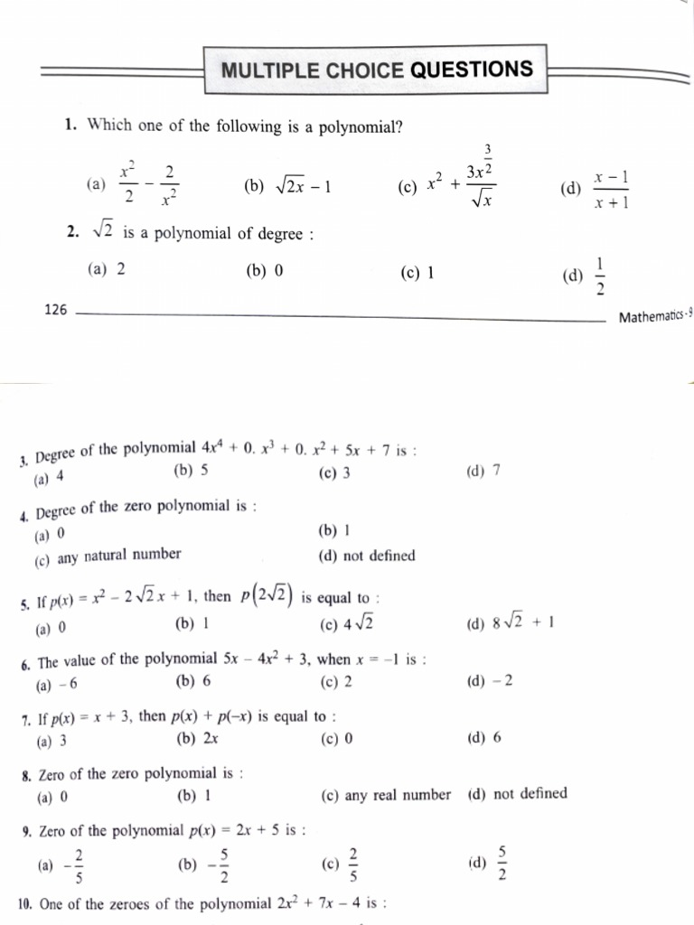 CL 9 Polynomial | Download Free PDF | Factorization | Polynomial