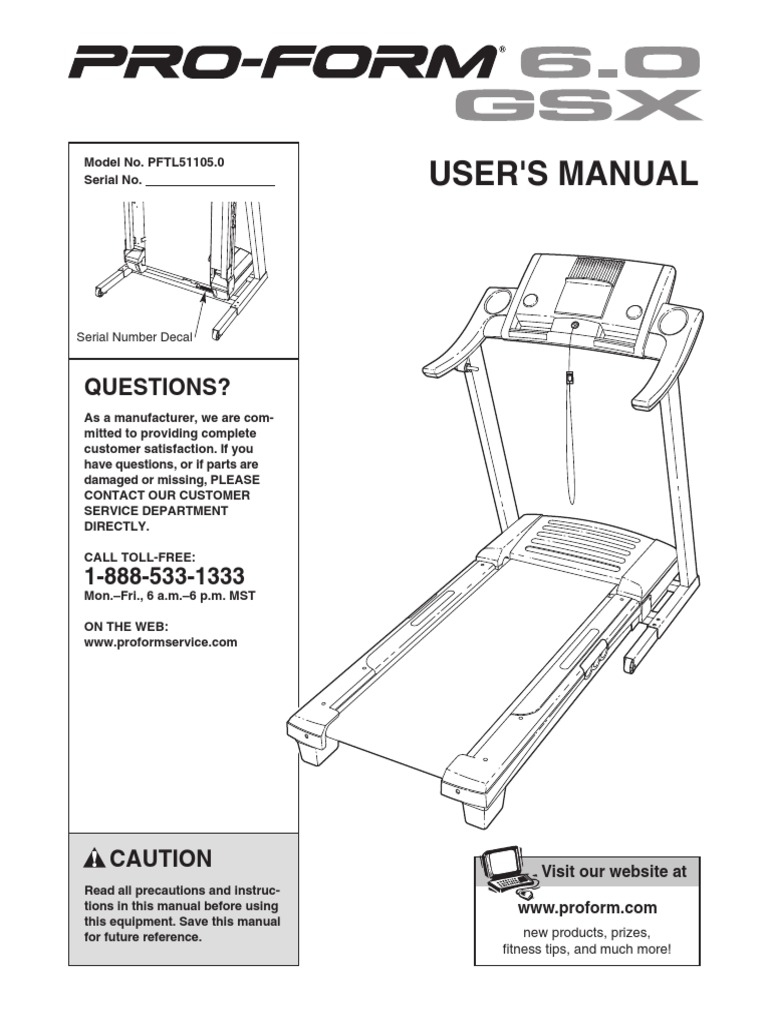 Product - Support - ProForm - PFTL511050 - PROFORM 6.0 GSX TREADMILL - PFTL51105.0-223727 | PDF ...