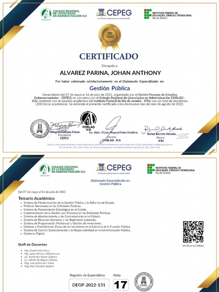 CEPEG - Certificados - CEPEG | PDF