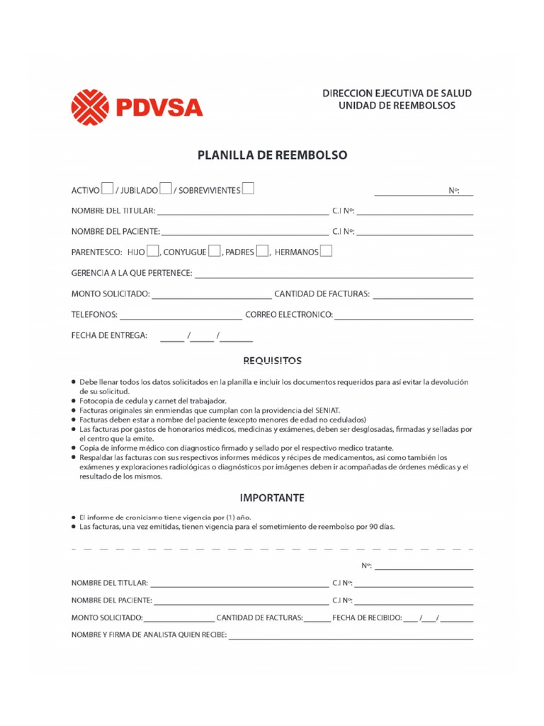 PLANILLA DE REEMBOLSO ACTUALIZADA | PDF