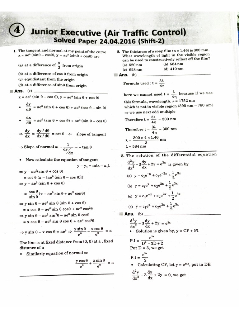 ATC 2016 Shift 2 Solved Paper | PDF