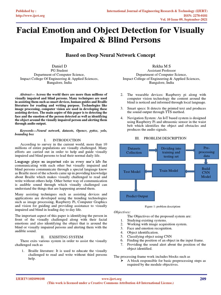 Facial Emotion and Object Detection For Visually Impaired Blind Persons ...