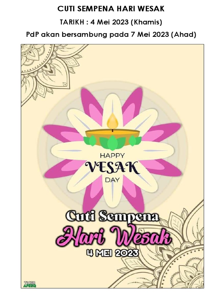 Templat Cuti Hari Wesak 2023 | PDF